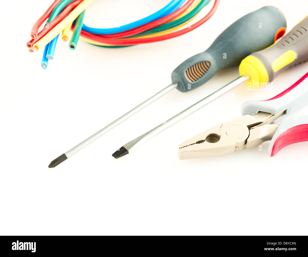 electric tools on a white background Stock Photo - Alamy