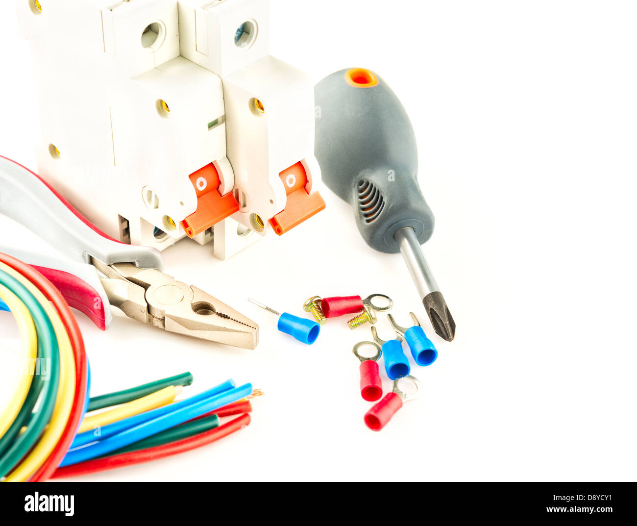 electric tools on a white background Stock Photo - Alamy