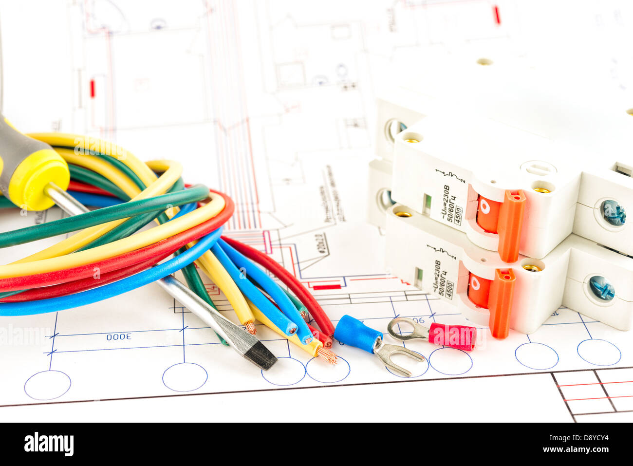 electric tools on a white background Stock Photo - Alamy