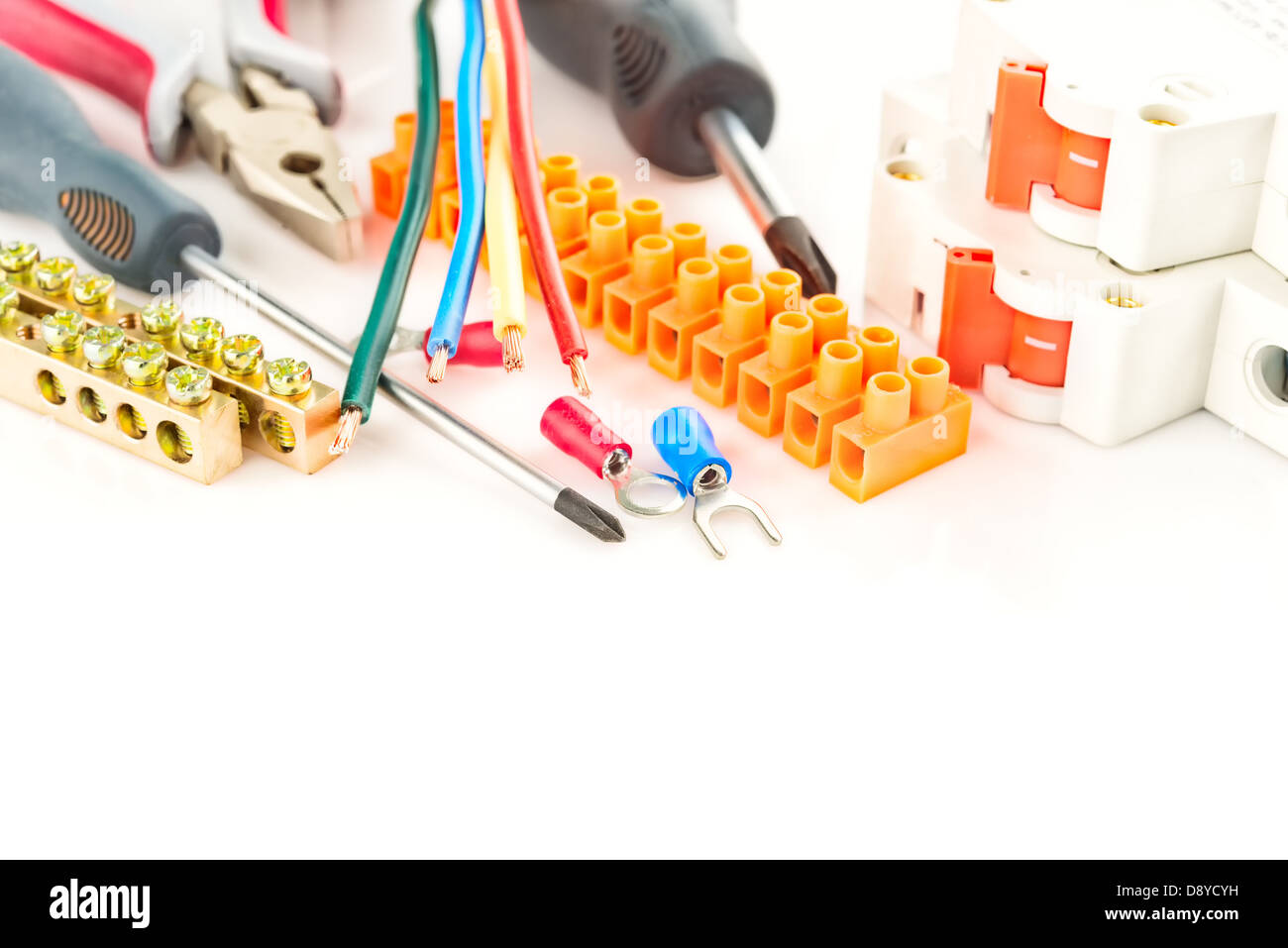 electric tools on a white background Stock Photo - Alamy
