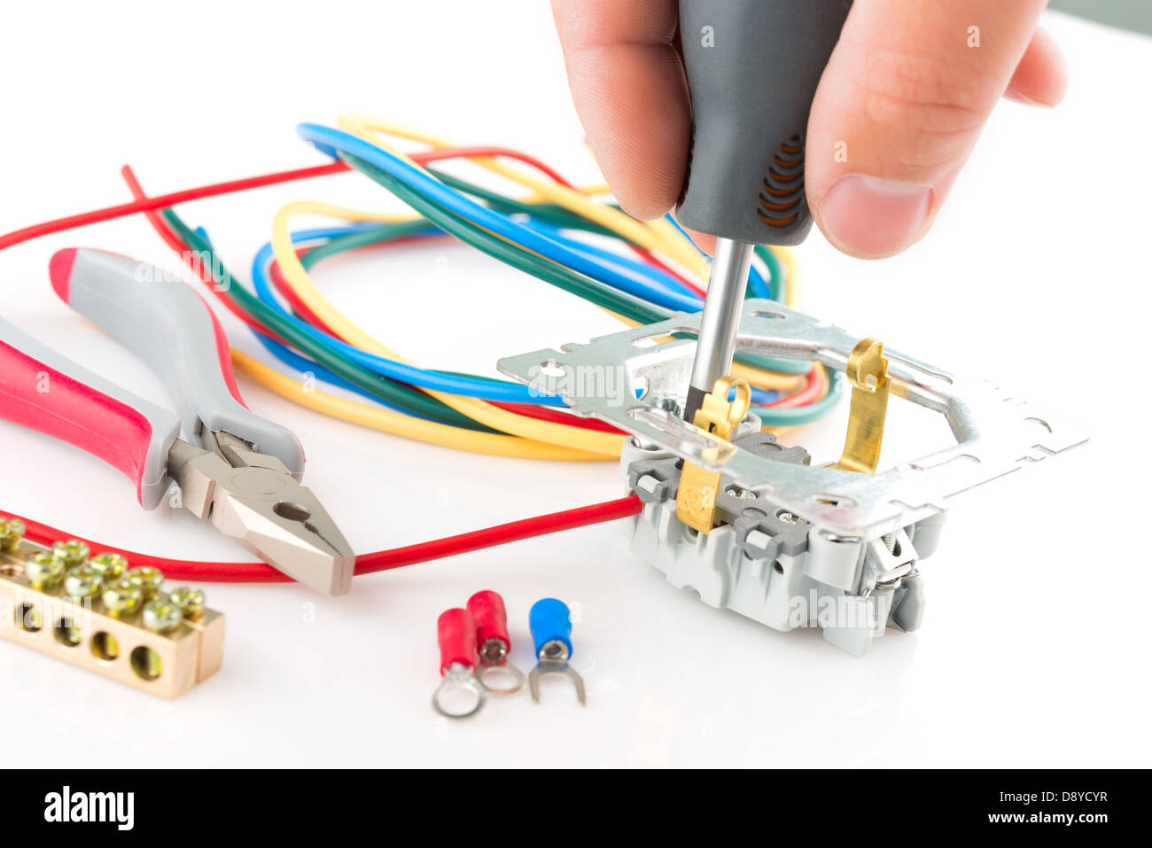 electric tools on a white background Stock Photo - Alamy