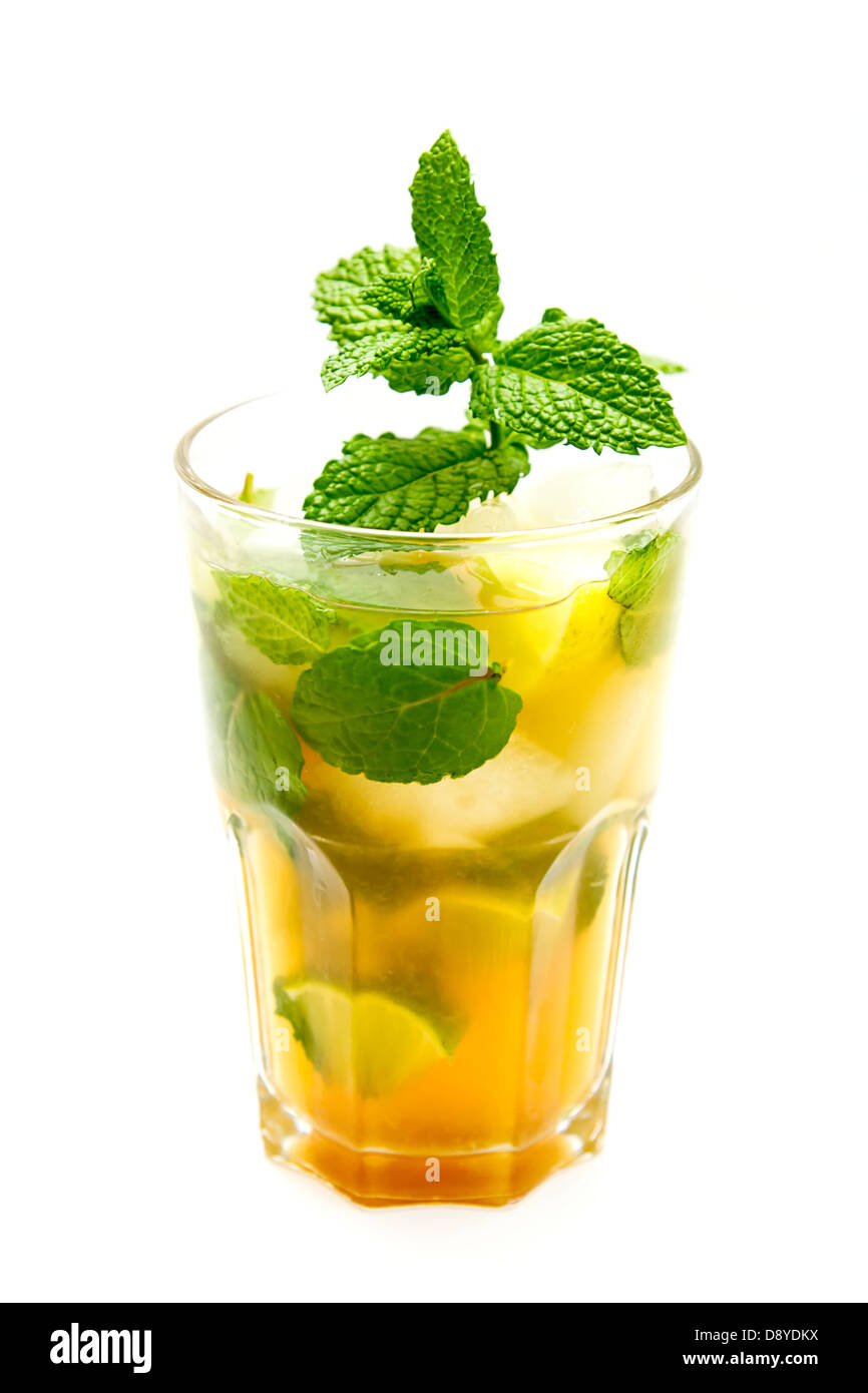 Mojito drink with limes and mint Stock Photo - Alamy