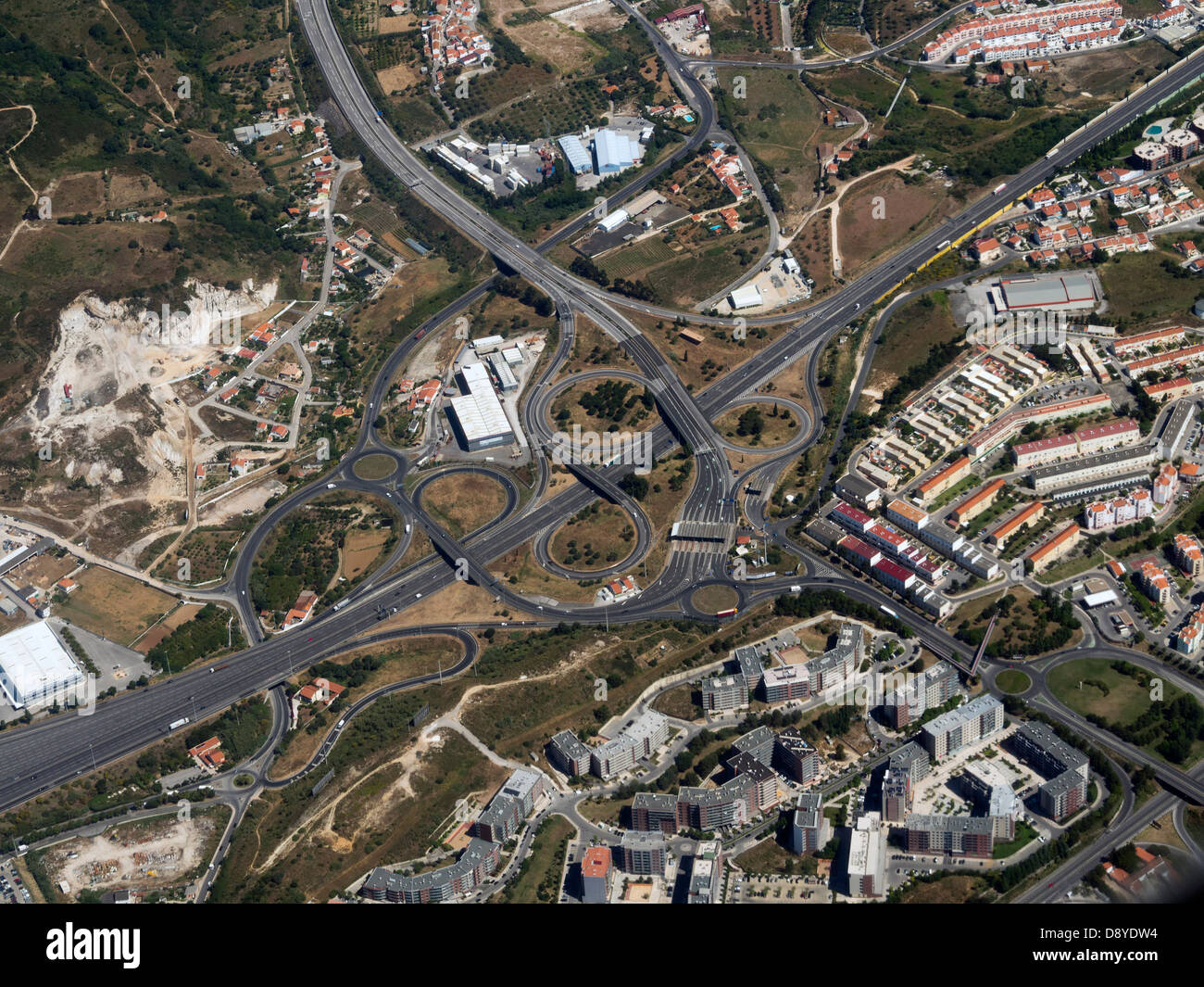 Aerial view of motorway intersection Stock Photo - Alamy