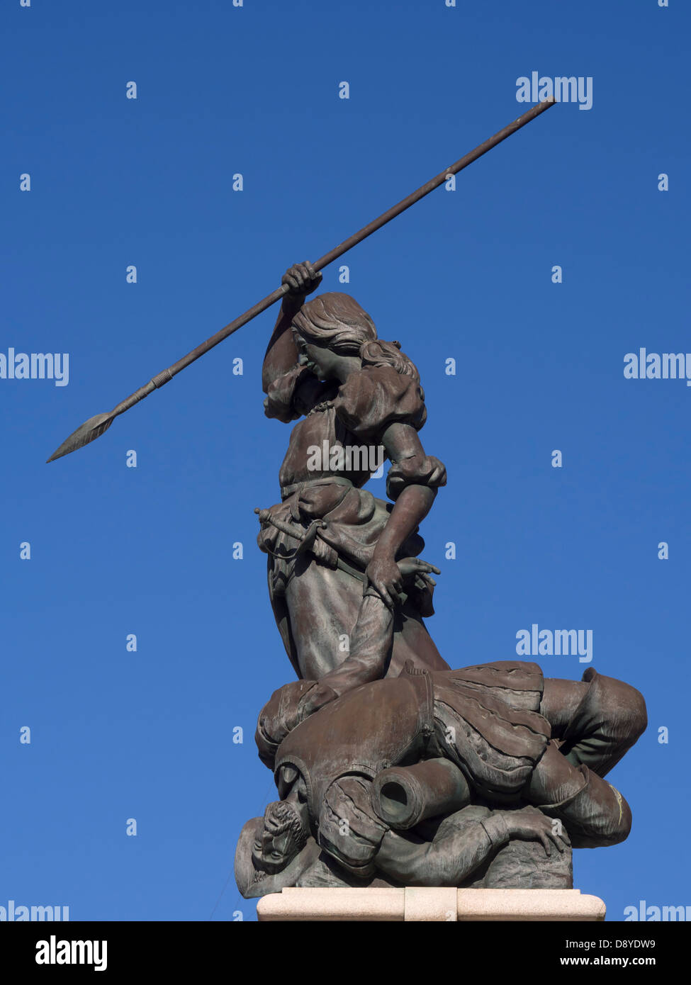 Side view of the Maria Pita statue at the Plaza de Maria Pita, La ...