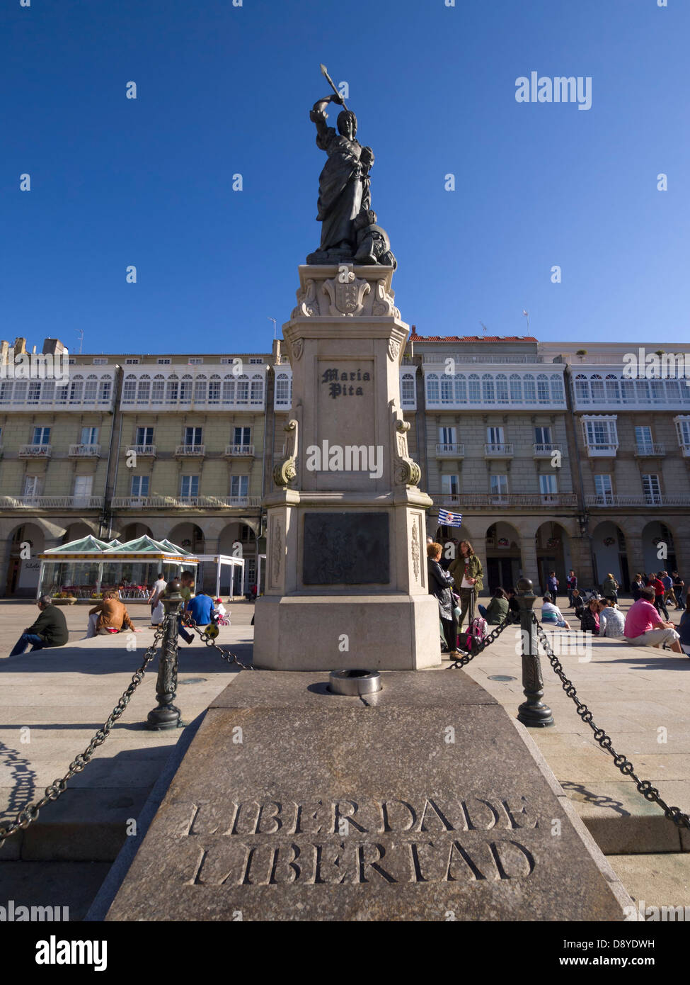 Maria Pita statue at the Plaza de Maria Pita, La Coruña, Galicia, Spain ...