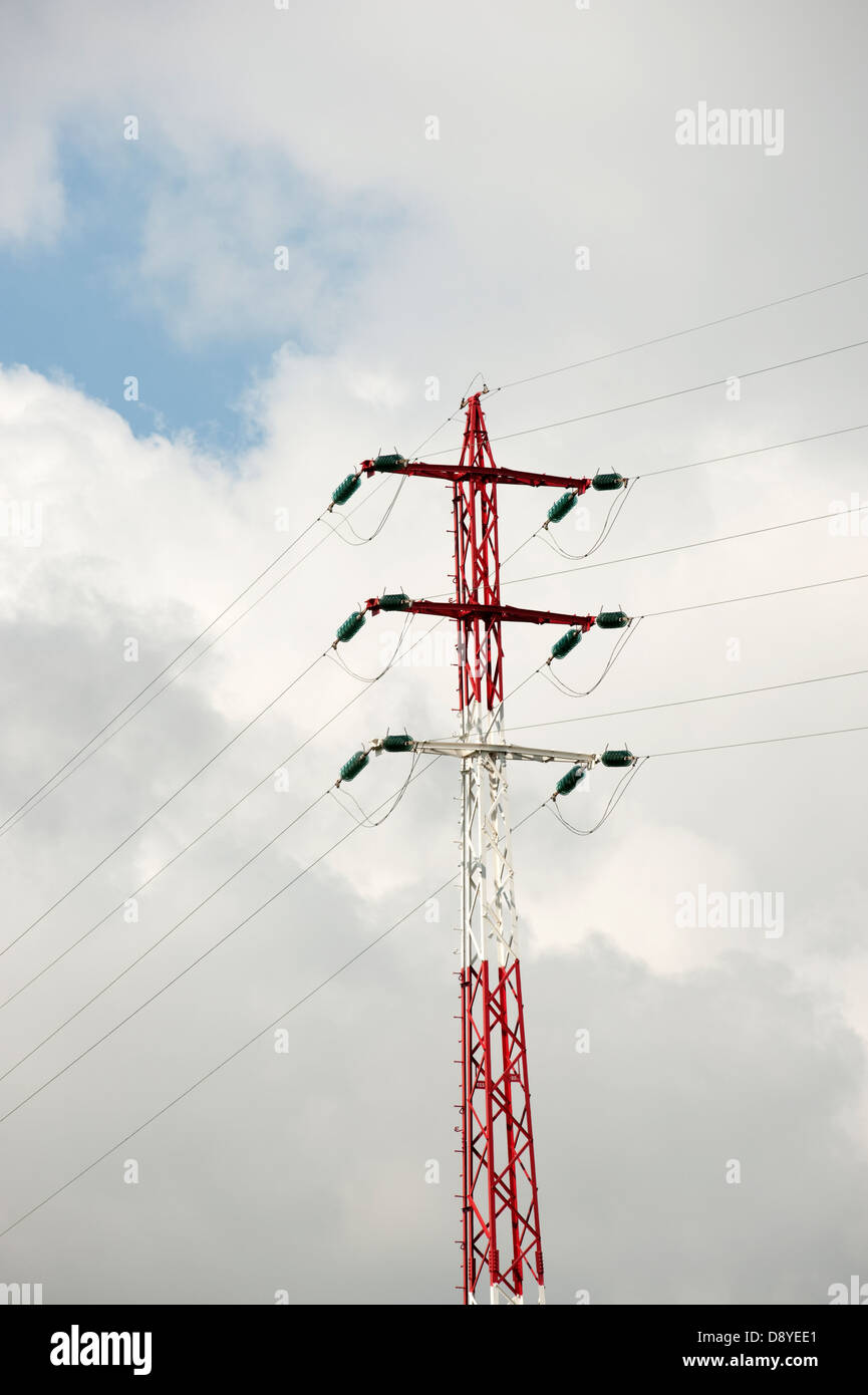 Electricity High Voltage Pylon Assent Belgium Europe Stock Photo - Alamy