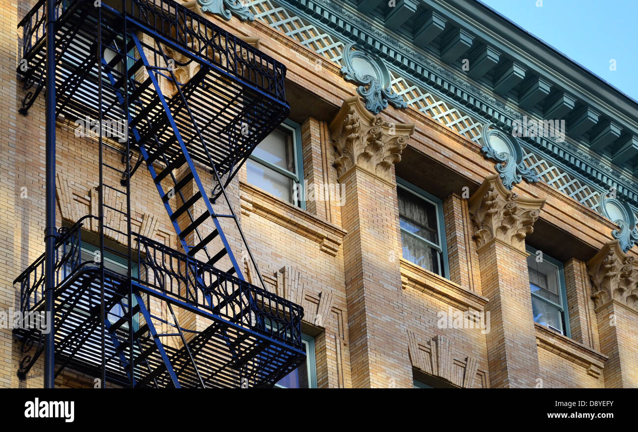 Fire escapes on old building Stock Photo - Alamy
