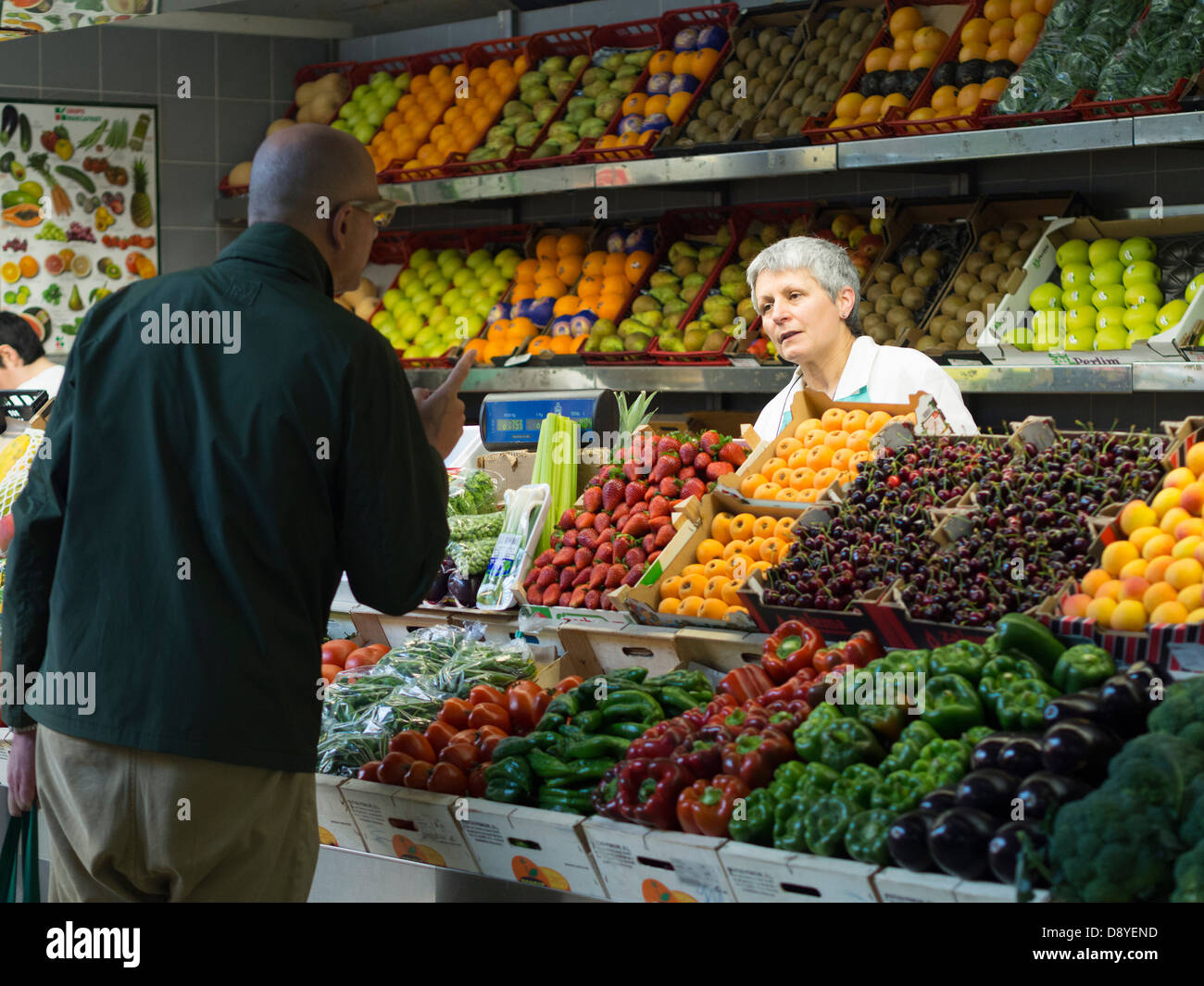 Fruit market stall in the Mercado de La Plaza de Lugo marketplace in La ...