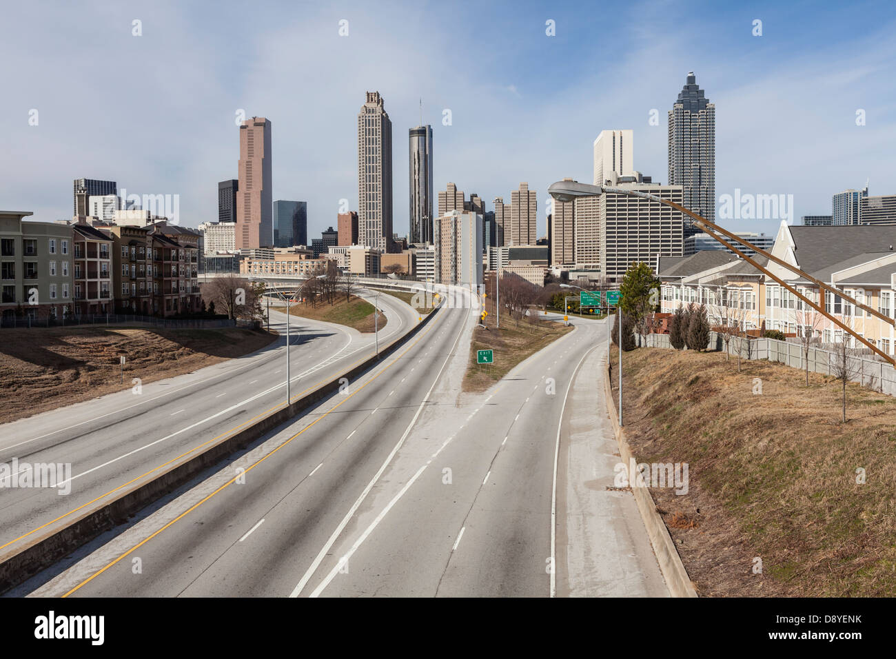 Traffic free highway leading to downtown Atlanta, Georgia Stock Photo ...