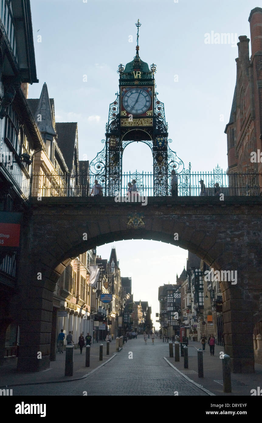 Chester Cheshire UK Victorian Clock Foregate Street looking through the ...