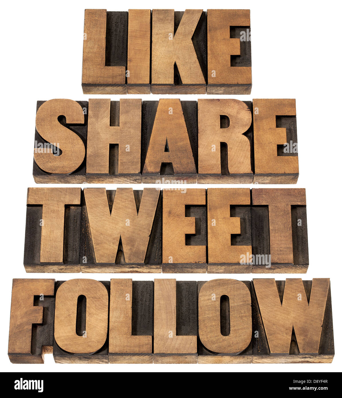 like, share, tweet, follow words - social media concept - isolated text ...