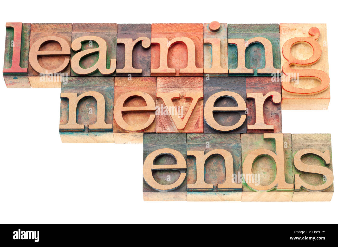 learning never ends - continuous education concept - isolated text in ...