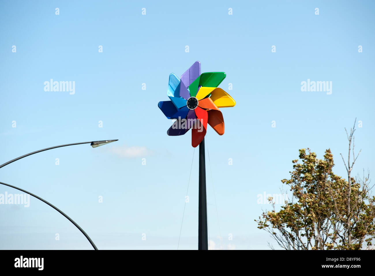 Bright Rainbow Colourful Flower Windmill Stock Photo - Alamy