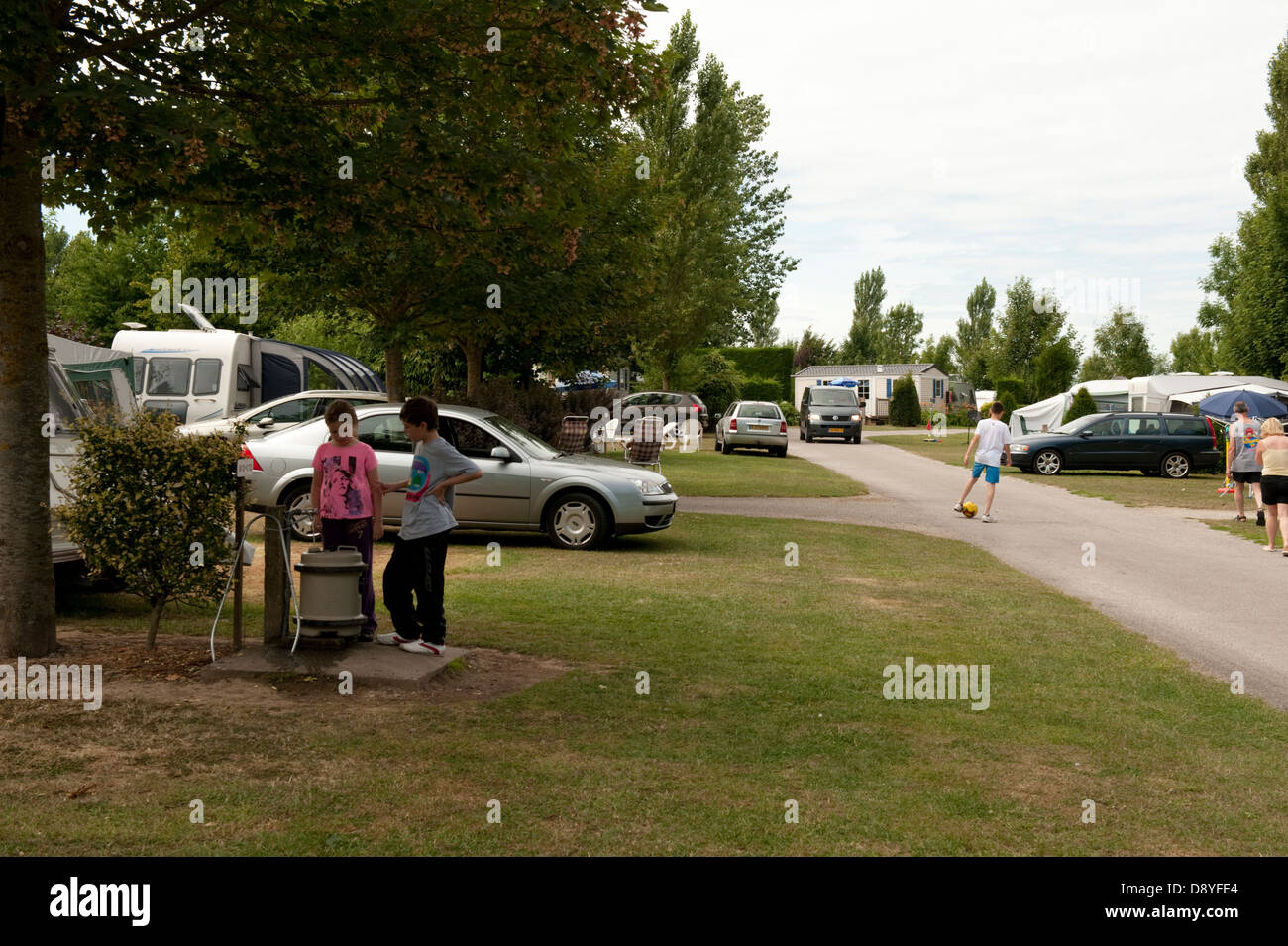 Touring Caravan Site Family Guines France Europe Stock Photo - Alamy
