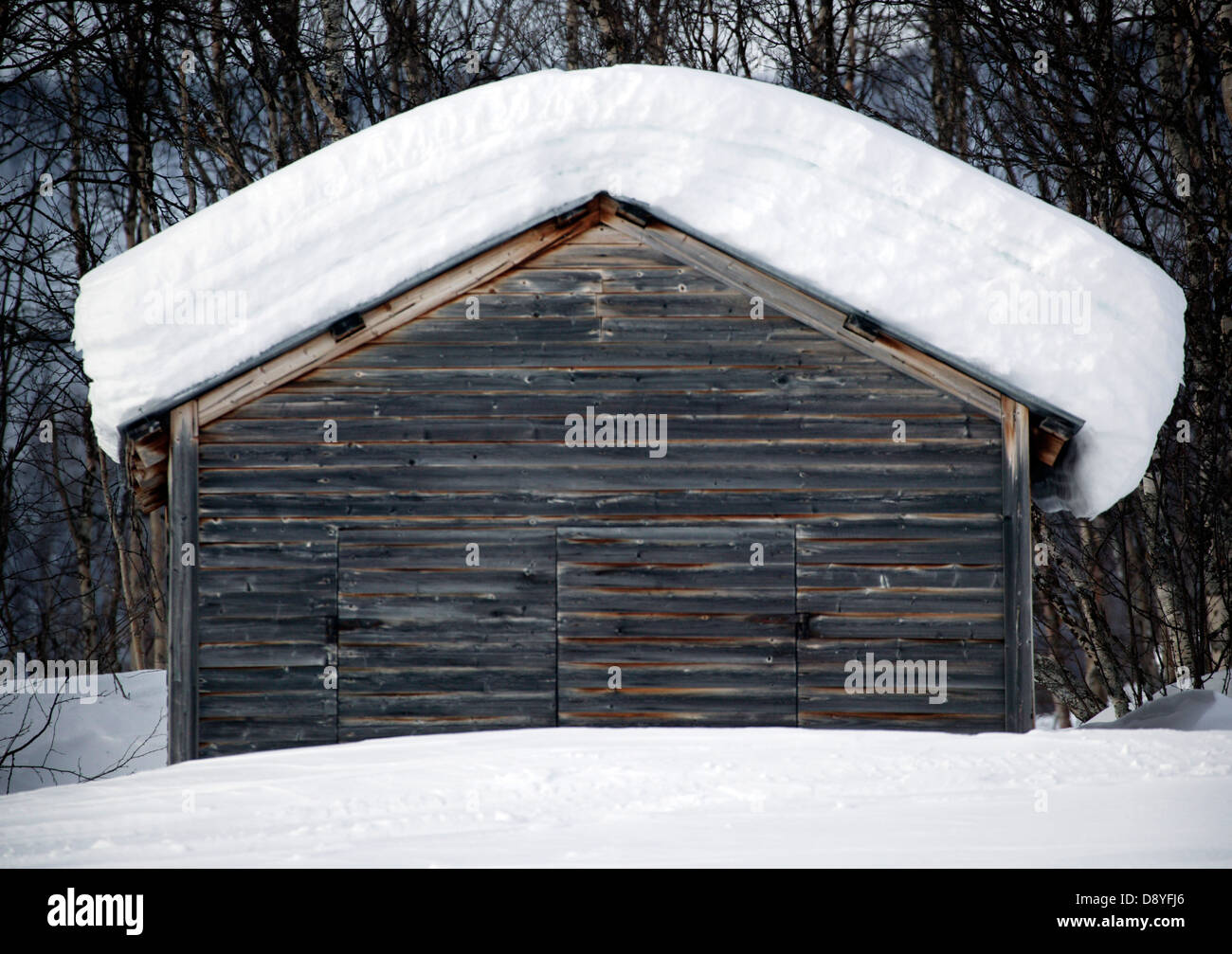 Snow on a roof, Hemavan, Sweden Stock Photo - Alamy