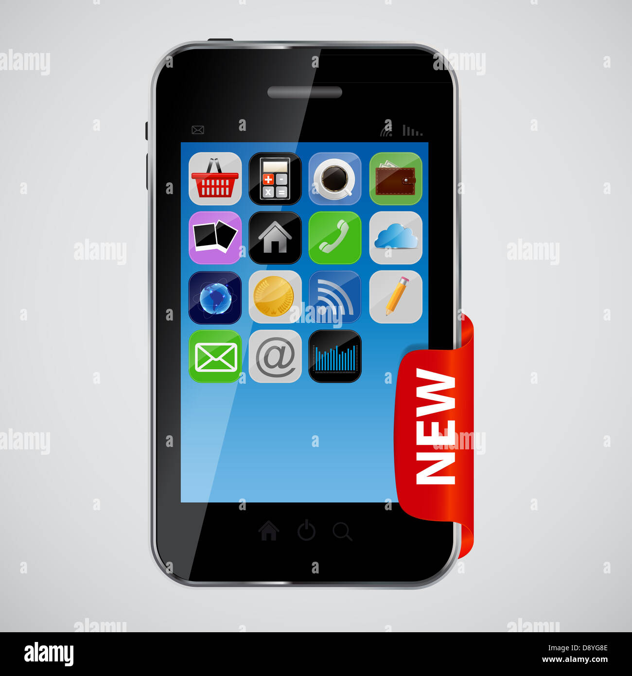 mobile phone with red label vector illustration Stock Photo - Alamy