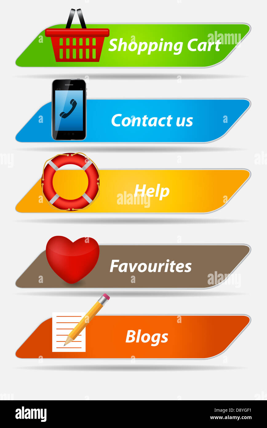 Set of Buttons with icons vector illustration Stock Photo - Alamy