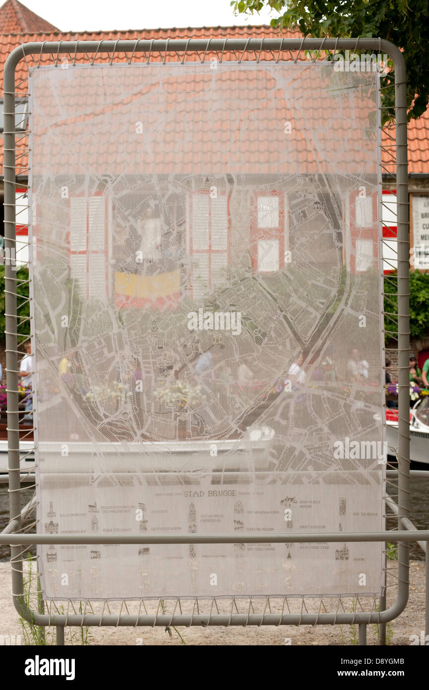 Fine Lace Map of Brugge Belgium Europe Stock Photo - Alamy