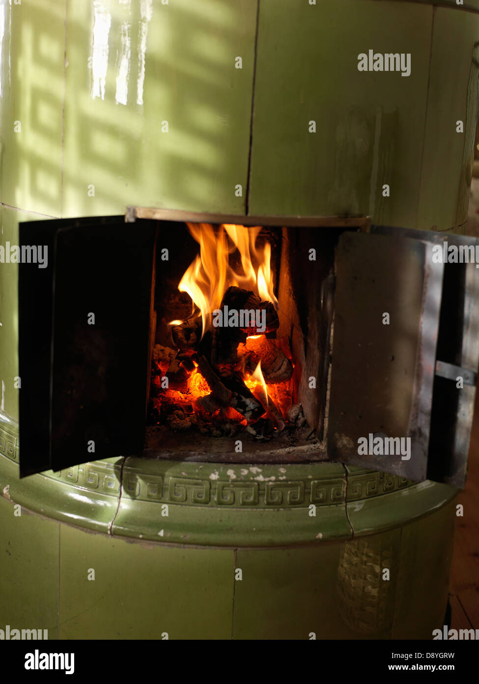 Tiled stove, Sweden Stock Photo - Alamy