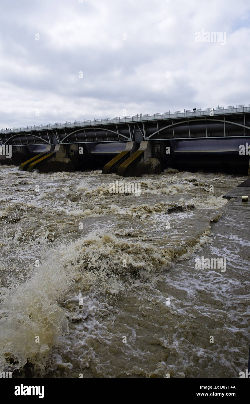 The hydro-electric plant Freudenau opened its gates during the 2013 ...