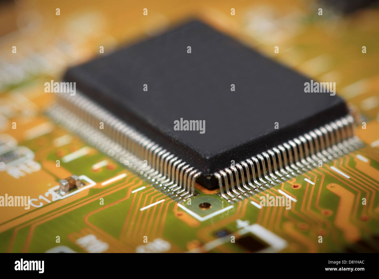 Printed Circuit Board with many electrical components, electronics ...