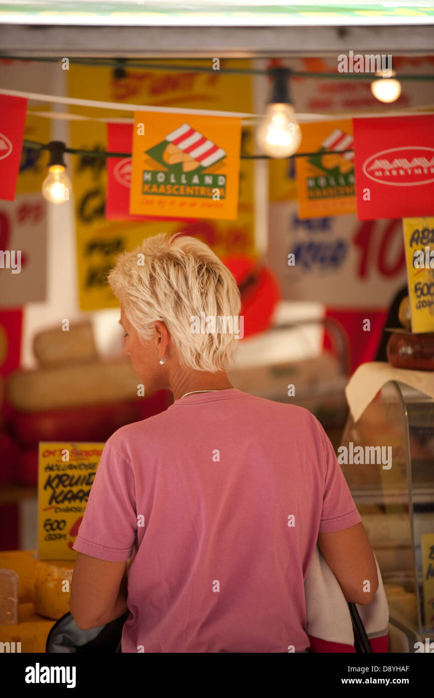Blonde Dutch Woman at Farmers market Leiden Holland Netherlands Europe ...
