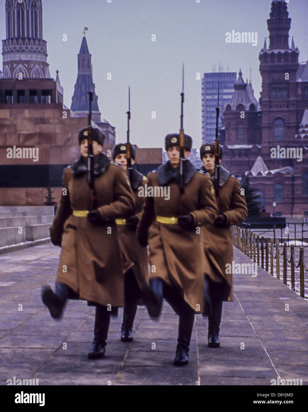 Feb. 6, 1989 - Moscow, RU - On a snowy, cold winter day, goose-stepping ...