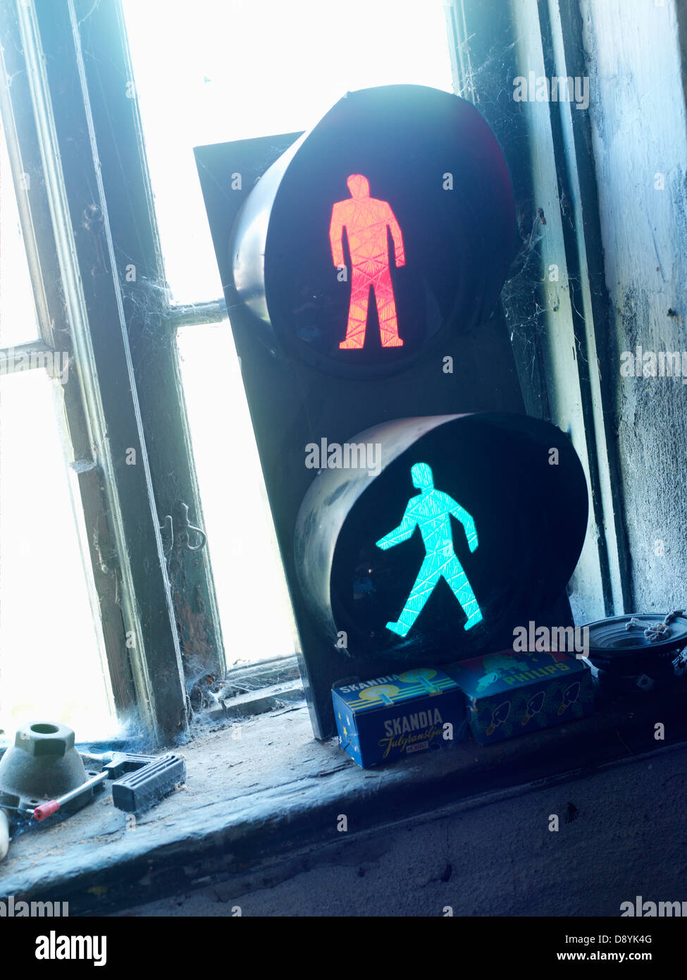 Traffic lights in a window Stock Photo - Alamy