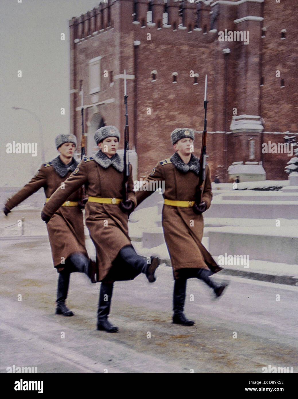 Feb. 6, 1989 - Moscow, RU - On a snowy, cold winter day, goose-stepping ...