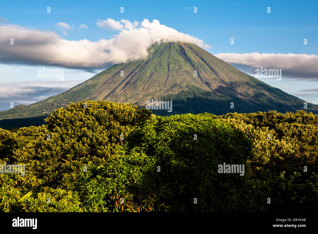 View of Concepción in Ometepe an island formed by two volcanoes rising ...