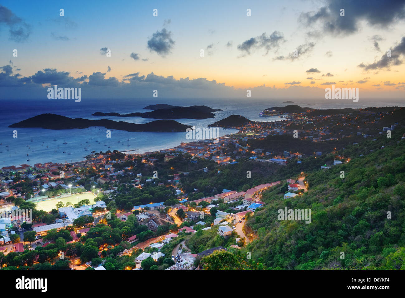 Virgin Islands St Thomas sunset mountain view with colorful cloud ...