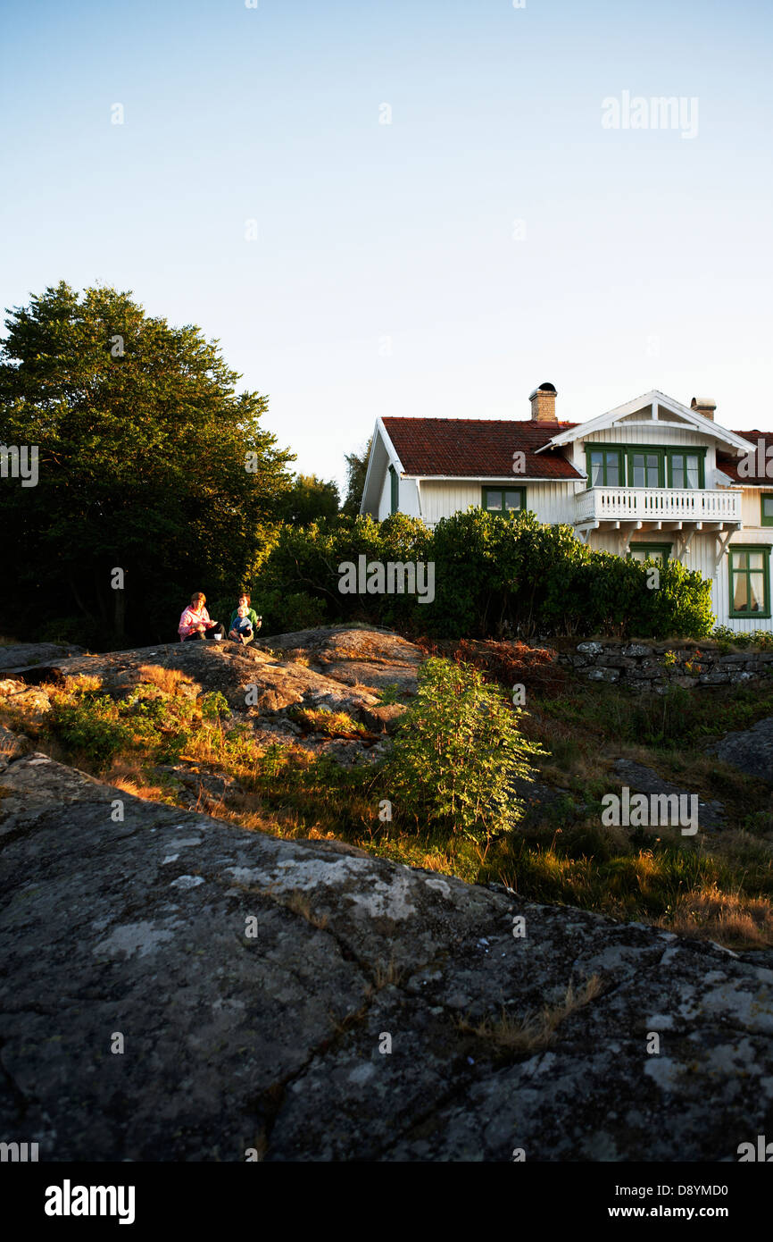 A white house on the cliffs by the sea, Sweden Stock Photo - Alamy