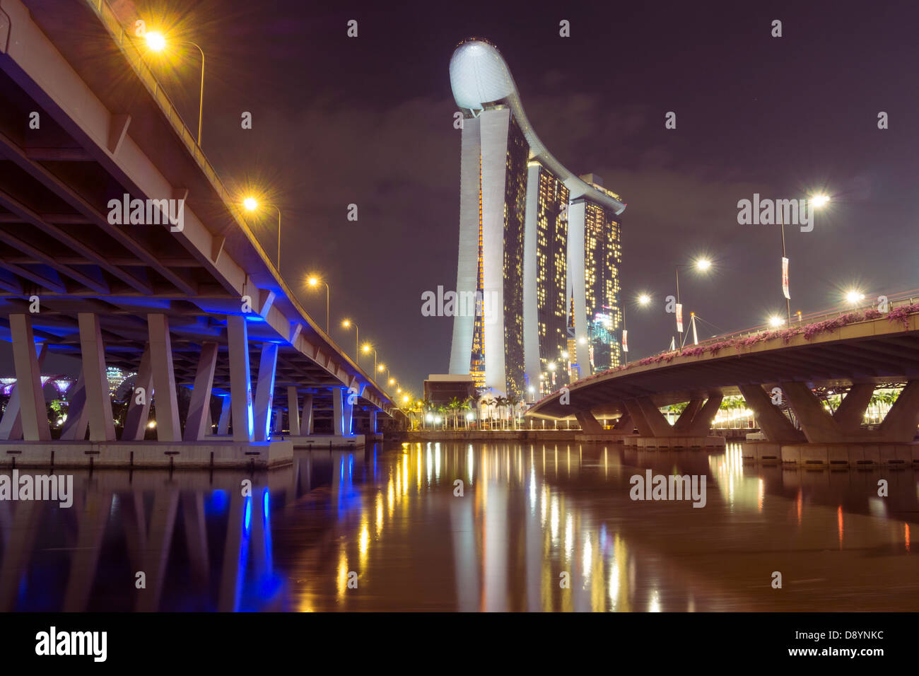 East Coast Parkway on left and Bayfront avenue on right with Marina Bay ...