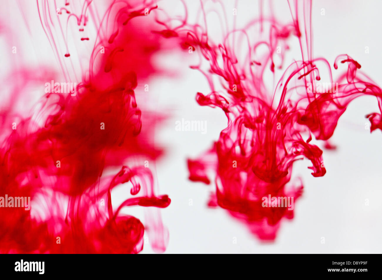 Red colour fluid on white background Stock Photo - Alamy