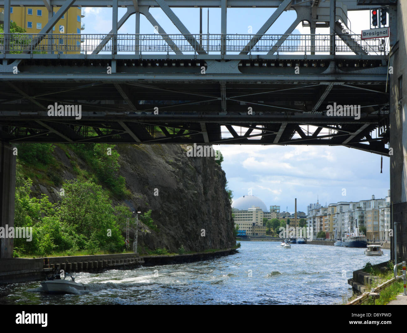 View of bridge over stream Stock Photo - Alamy