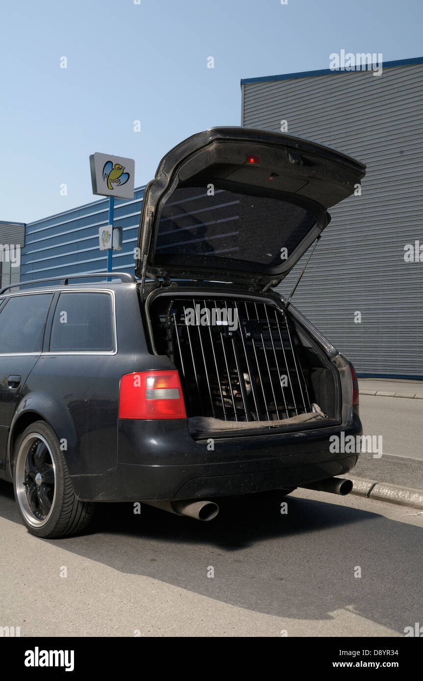 Car with boot open on street Stock Photo - Alamy