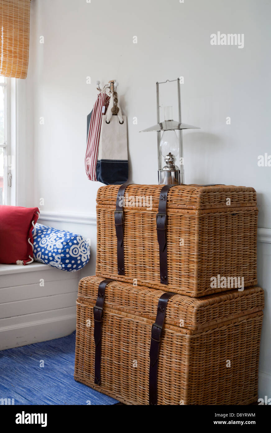 Home interior with wicker baskets Stock Photo - Alamy