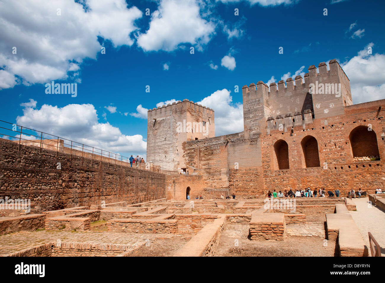 Military house and arena of ancient Alhambra (Granada, Spain) building ...