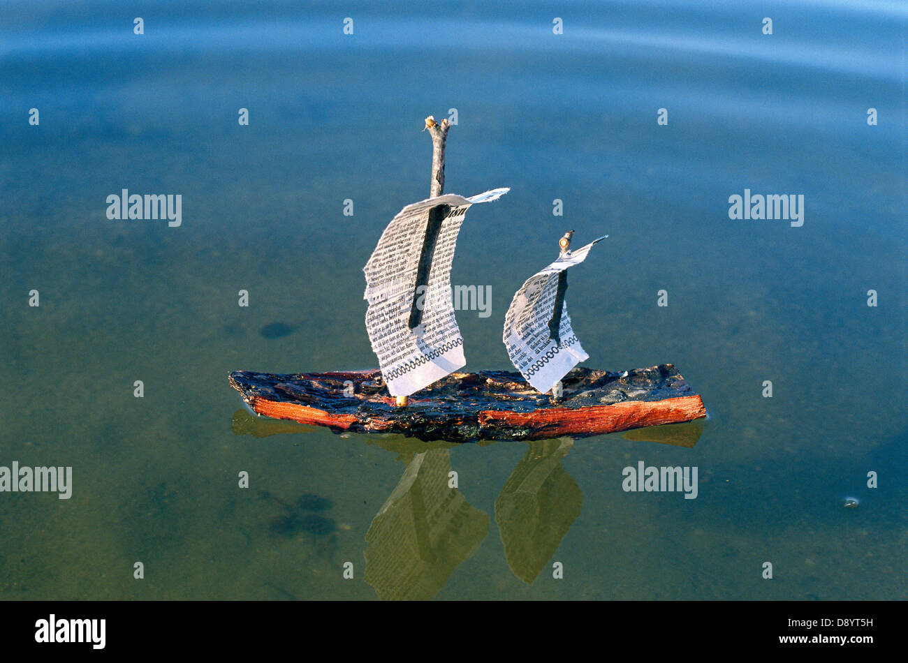 A bark boat in calm water Stock Photo - Alamy