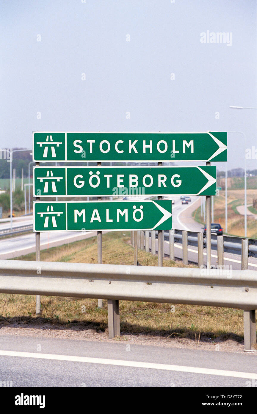 Road signs at a motorway Stock Photo - Alamy