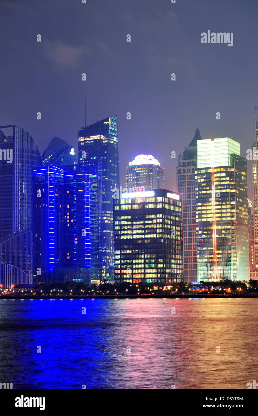 Shanghai urban architecture over river at dusk Stock Photo - Alamy