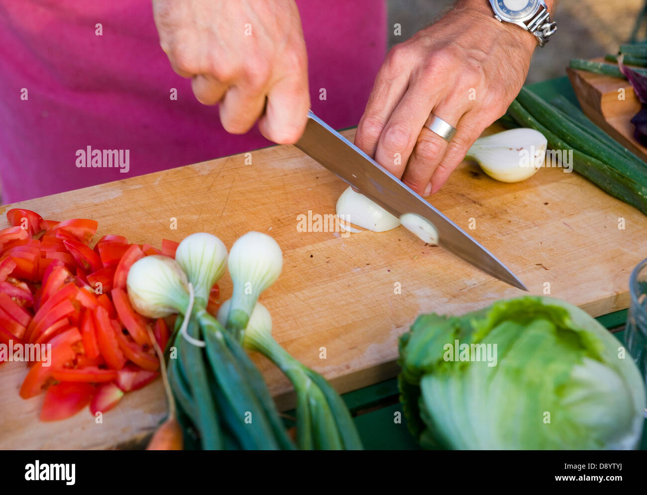 Vegetables being cut Stock Photo - Alamy