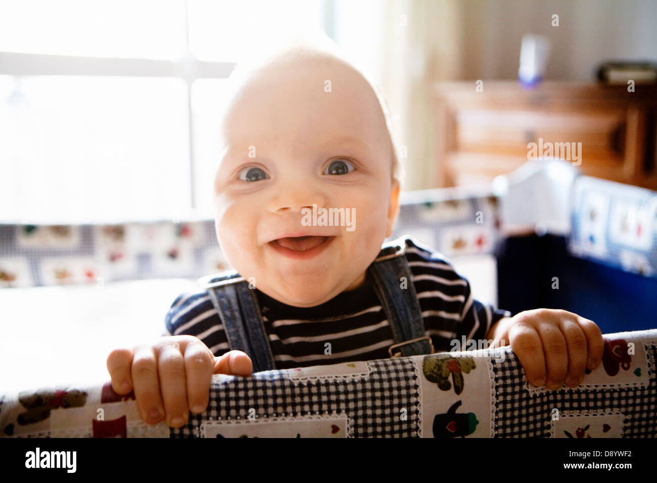 A Scandinavian baby in a childbed, Spain Stock Photo - Alamy