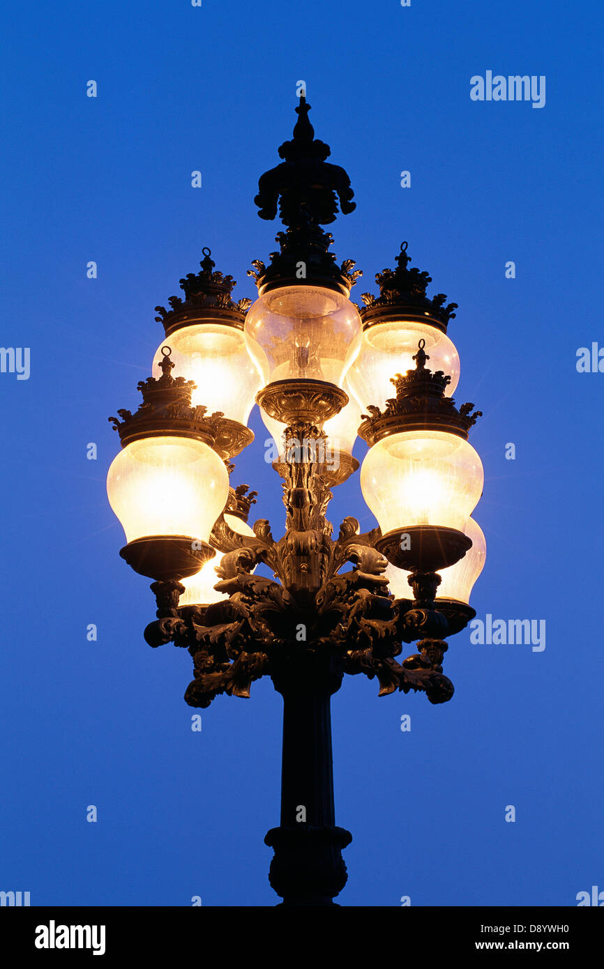 A lit street light Stock Photo - Alamy