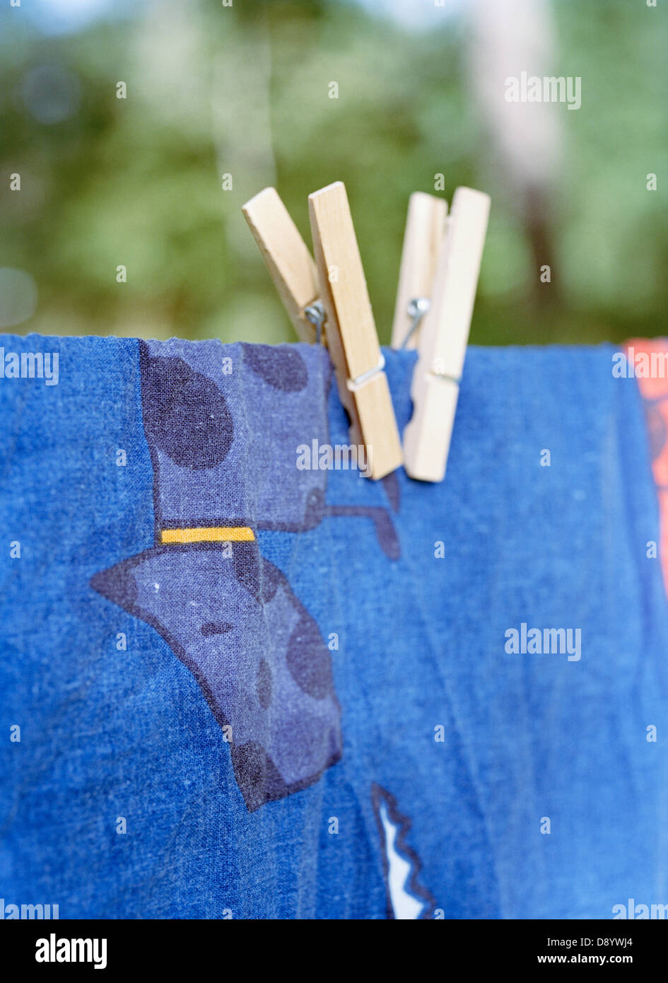 Duvet cover on clothes line, Sweden Stock Photo - Alamy