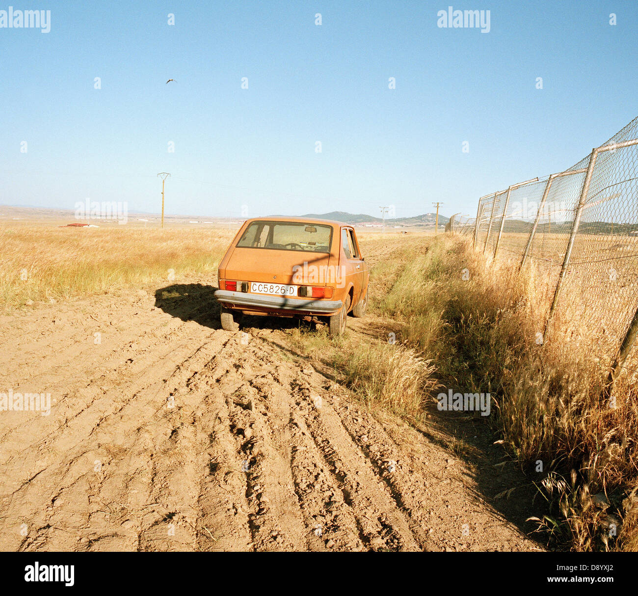 Car in a field, Spain Stock Photo - Alamy