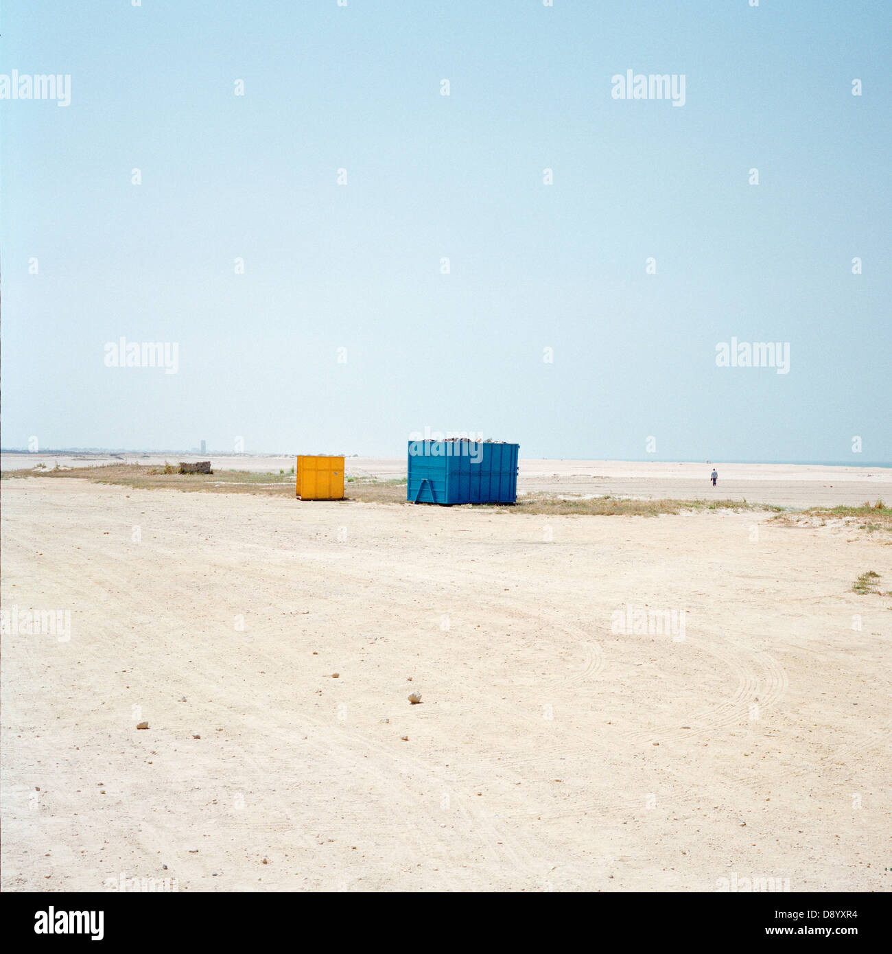 Containers on a beach, Spain Stock Photo - Alamy