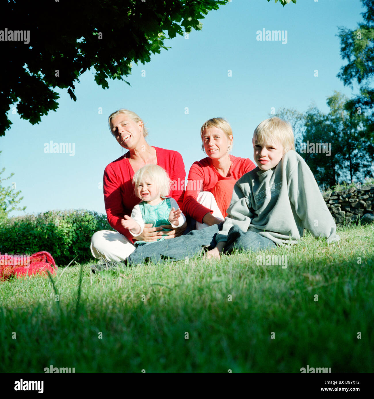 Sisters with their children, Sweden Stock Photo - Alamy
