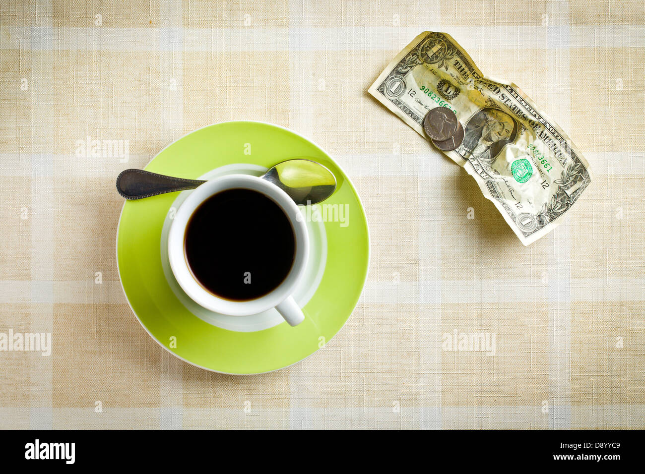 the american currency and coffee cup Stock Photo - Alamy