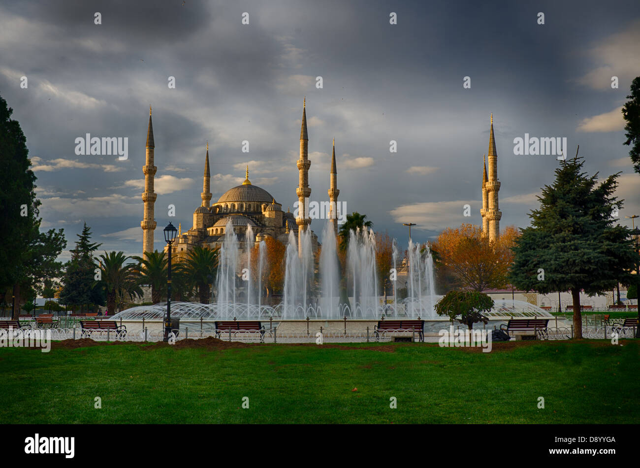 the Blue Mosque of Istanbul in the light of the rising sun Stock Photo ...